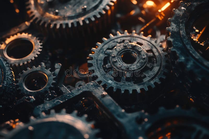 A Detailed View of Interconnected Gears Stock Image - Image of ...