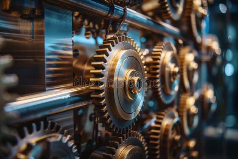 Detailed View of Interconnected Gears within a Machine, Showcasing ...