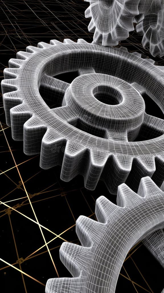A Detailed View of Interlocking Industrial Gears is Presented ...