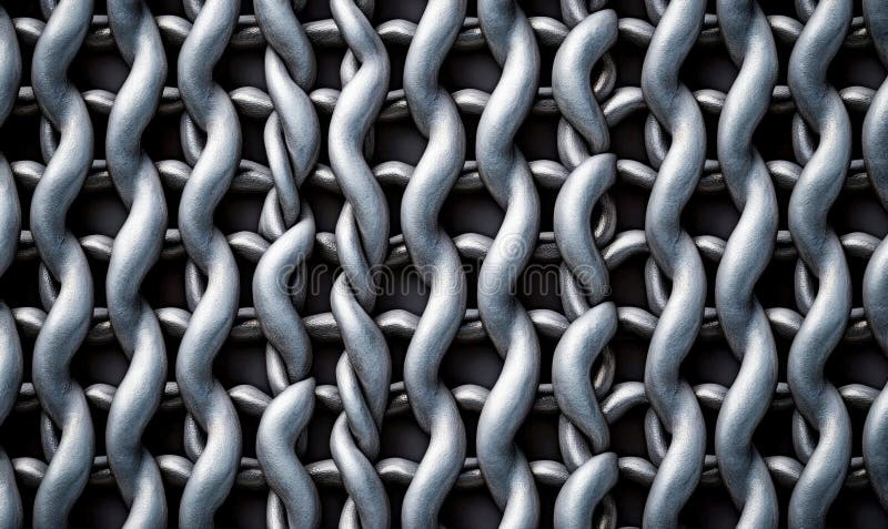 A Detailed View of Interwoven Metallic Chainmail Creating a Robust and ...