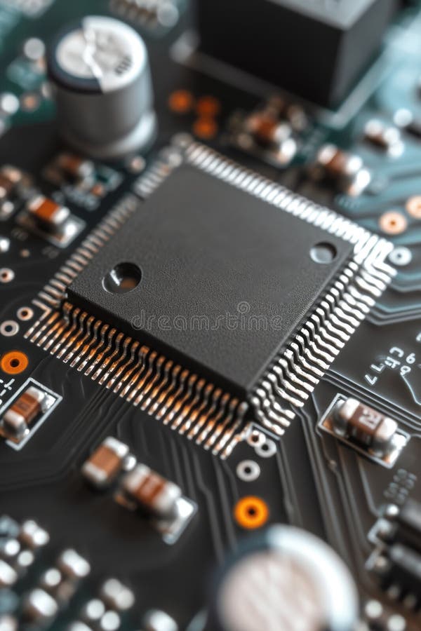 Close-up View of Computer Motherboard. Banner. Stock Image - Image of ...