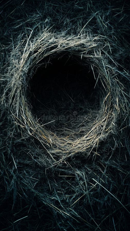 Intricate Hay Nest on Dark Background Showcasing Detailed Straw Texture ...