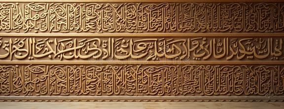 Detailed View of Intricate Relief with Ancient Arabic Calligraphy ...