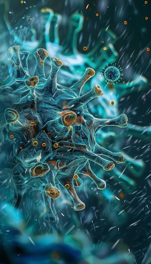 Detailed View of Intricate Virus Particle Structure Under Microscope ...