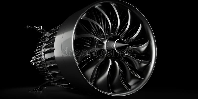 Detailed View of a Jet Engine on a Black Background. Ideal for Aviation ...