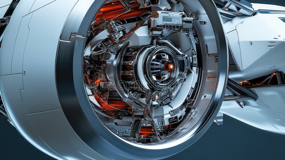 A Detailed View of a Jet Engine S Internal Components, Suitable for Use ...