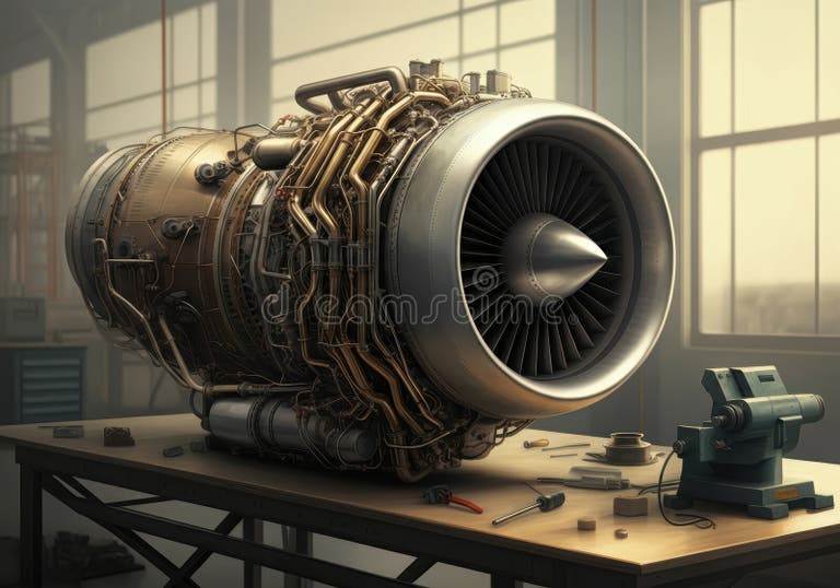 Detailed View of a Jet Engine Showcasing Intricate Design and ...