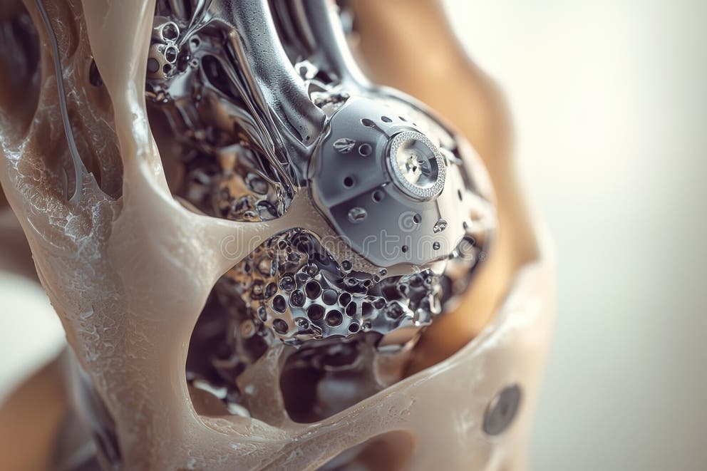 Detailed View of Knee Joint Endoprosthesis Interacting with Bone ...