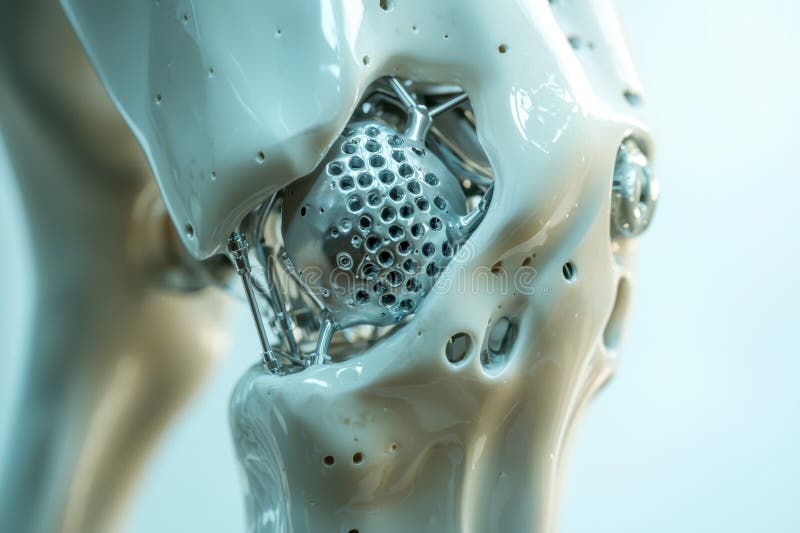 Detailed View of Knee Joint Endoprosthesis Interacting with Bone ...