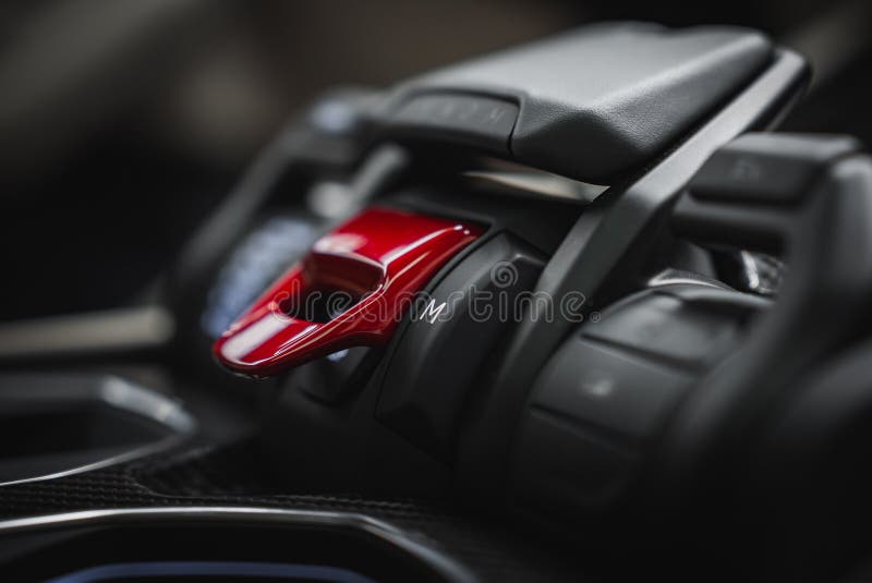Close Up of Lamborghini Urus Center Console with Red Ignition Cover ...