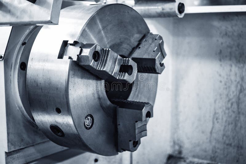 Detailed View of a Lathe Machine in a Factory Setting, Showcasing ...
