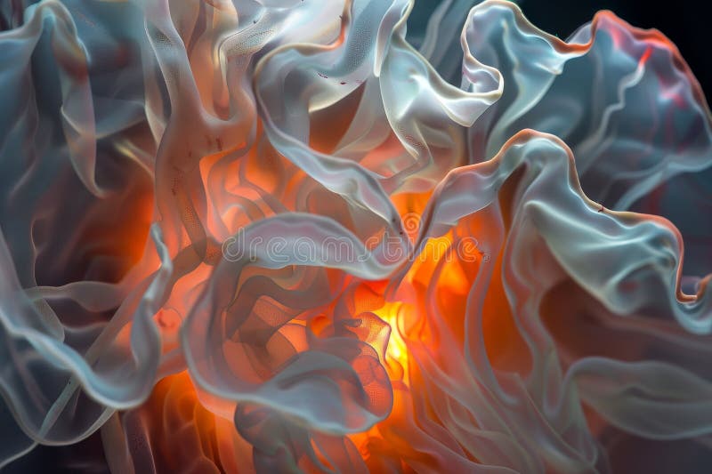 Detailed View of Layered Translucent Tissues in a White and Orange ...