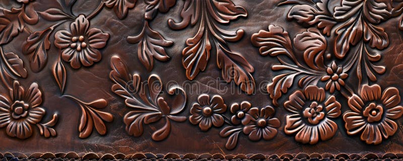 A Detailed View of Leather with a Floral Embossed Pattern, Where the ...