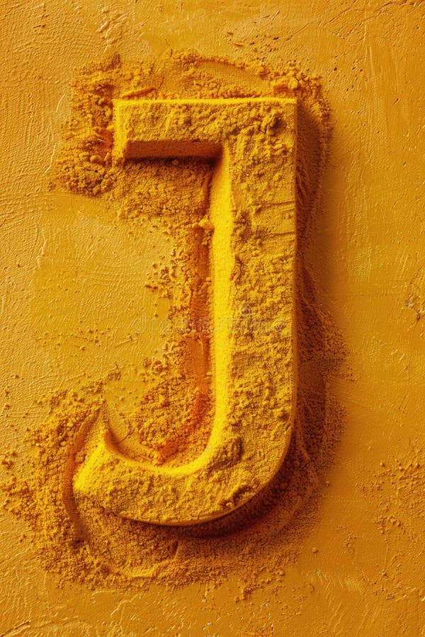 A Detailed View of a Letter J Formed by Grains of Sand on a Sandy ...