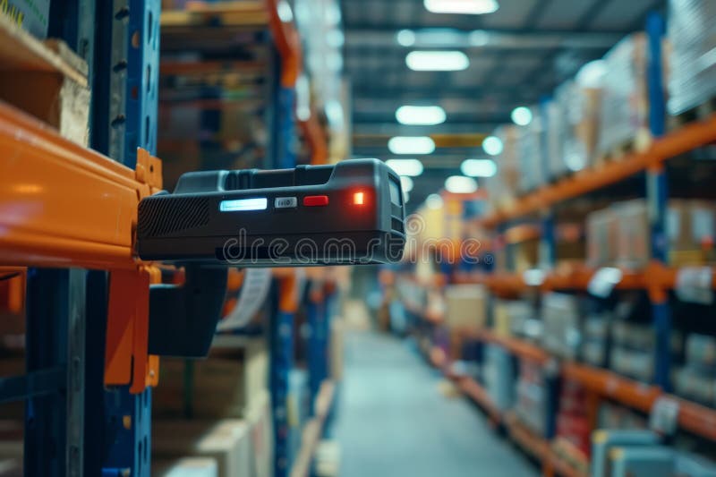 Detailed View of a Light Mounted on a Shelf Inside a Warehouse ...