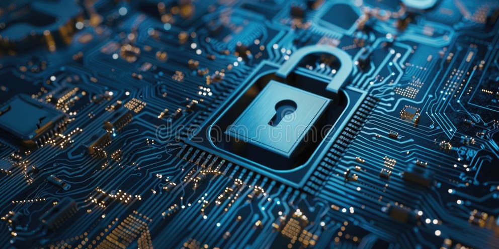 A Detailed View of a Lock Mechanism on a Circuit Board, Suitable for Use in Technical ...