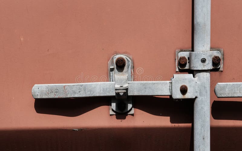 Detailed View of the Locking System on a Standard Shipping Container ...