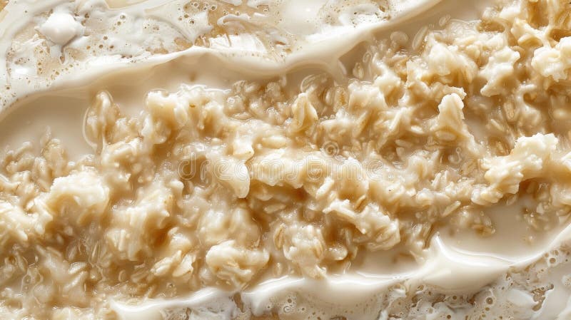 Detailed View of Lumpy Oatmeal with a Thick Layer of Cream on Top ...