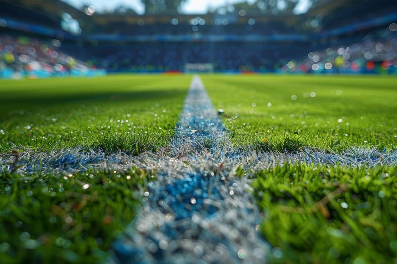 A Detailed View of a Lush Grass Field with a Mesmerizing Blue Line ...