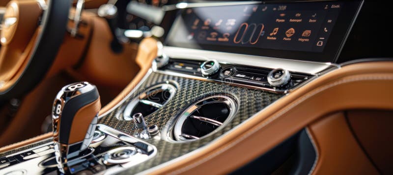 Luxurious Car Interior with Advanced AC Control Panel and Leather ...