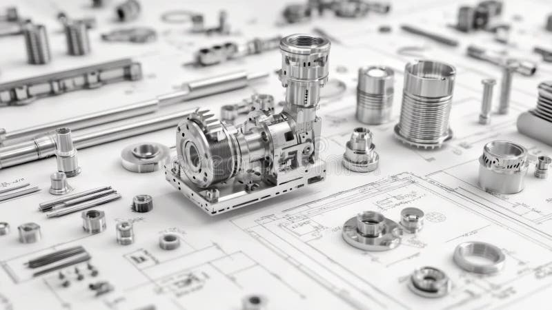 A Detailed View of a Machine Design on a Blueprint Stock Video - Video ...