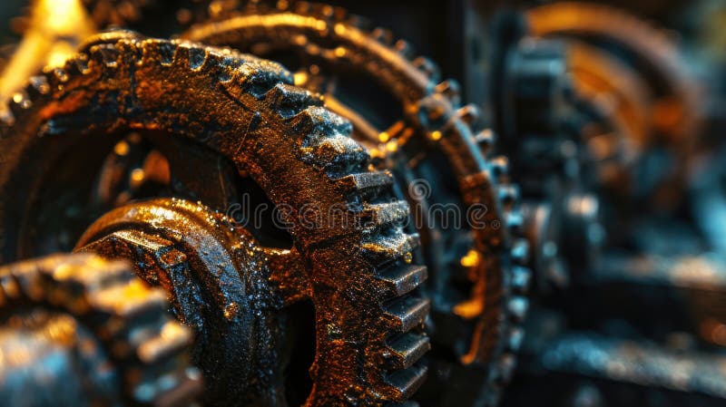 A Detailed View of a Machine with Multiple Gears. this Image Can Be ...