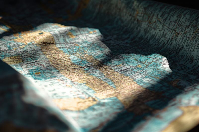 A Detailed View of a Map of the World with Geographic Features and ...