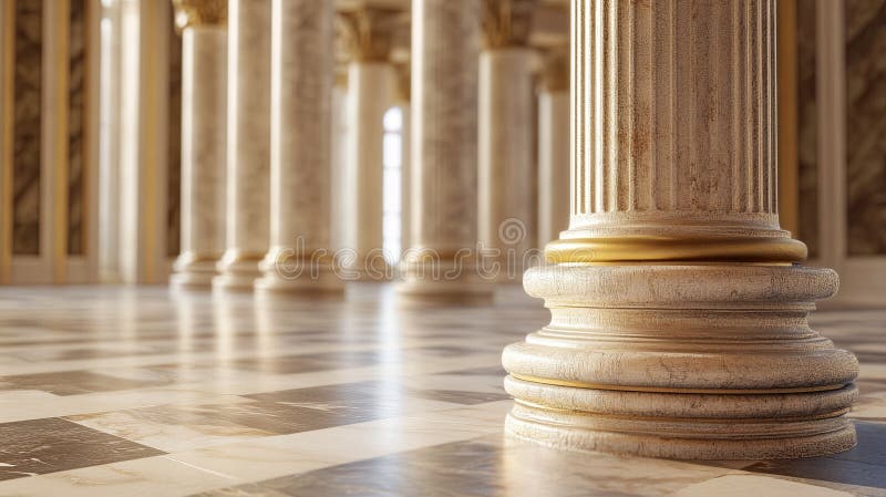 Detailed View of Marble Columns in a Grand Hall.. Stock Photo - Image ...