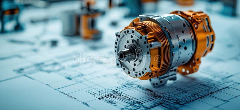 Detailed View of Mechanical Component on Engineering Blueprint ...