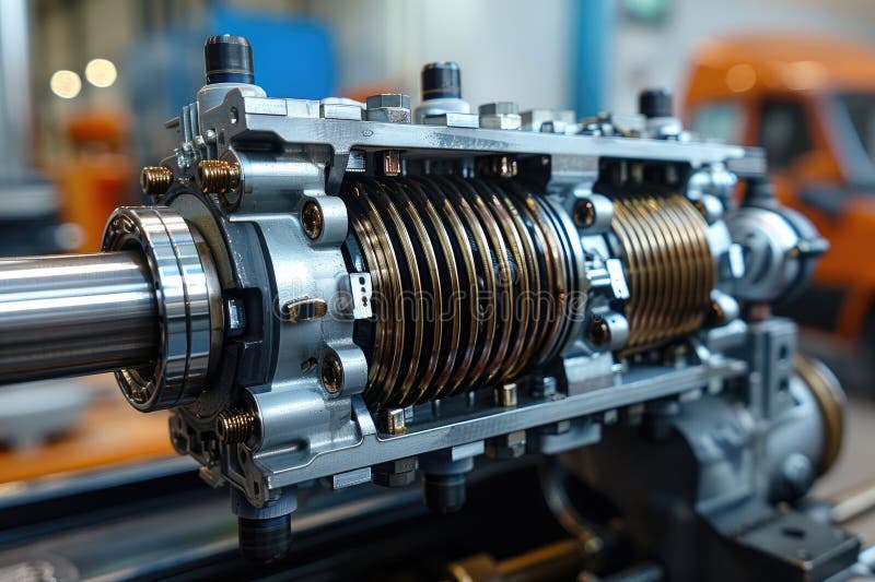 High-Precision Industrial Machinery Component Close-up Stock ...