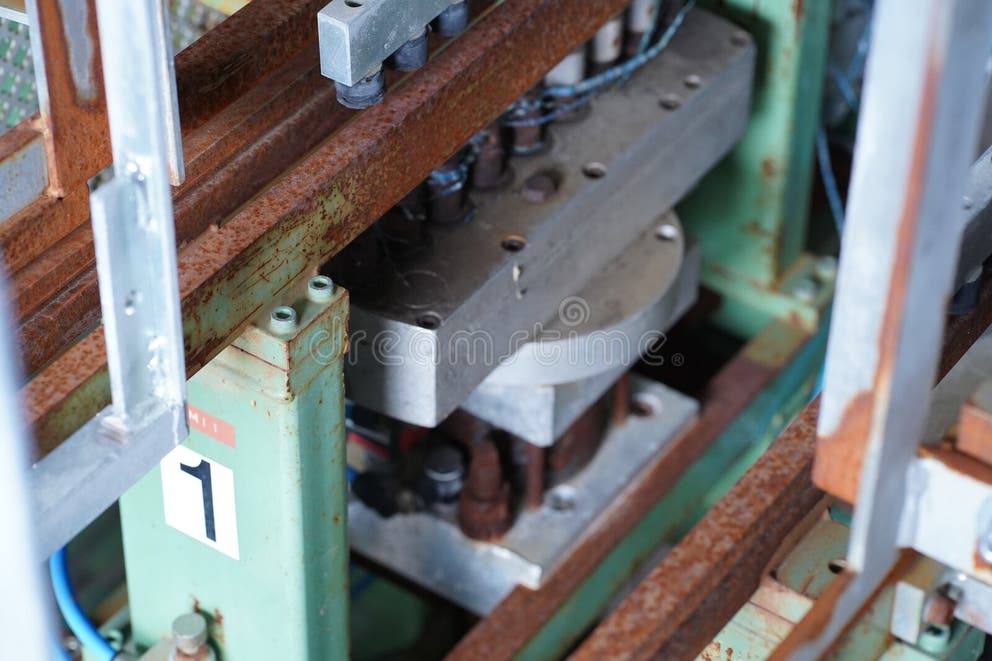 Close-Up of Industrial Machine Assembly with Bolted Components and ...