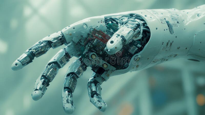 A Detailed View of a Mechanical Robotic Hand Stock Illustration ...