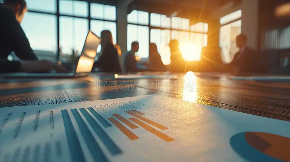 A Detailed View of a Meeting Room Featuring Laptops, Documents, and a ...