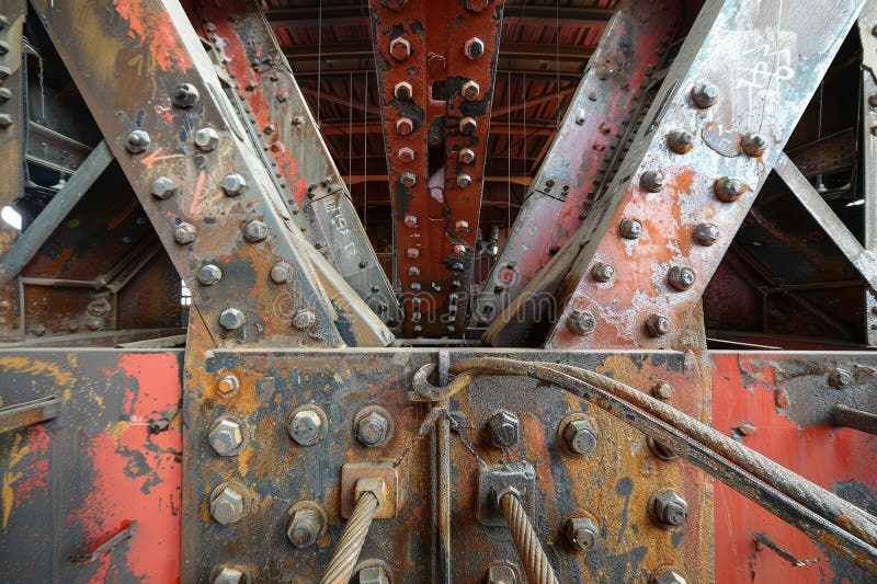 Detailed View of Metal Structure Featuring Interconnected Beams and ...