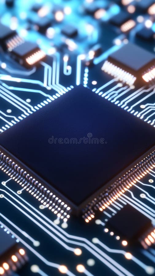 Close-up of a Microchip on a Circuit Board Showcasing Intricate ...