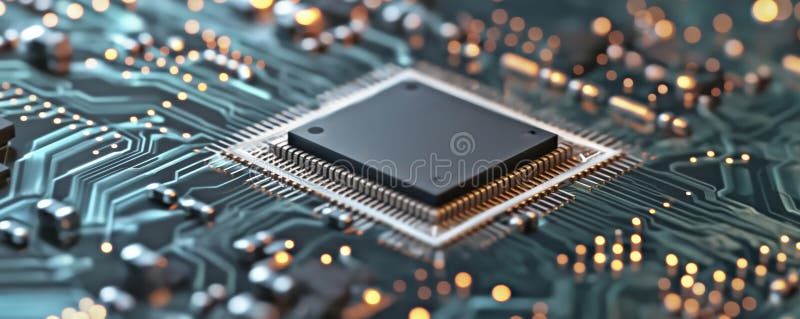 Detailed View of Microchip on Tech Board Stock Image - Image of ...
