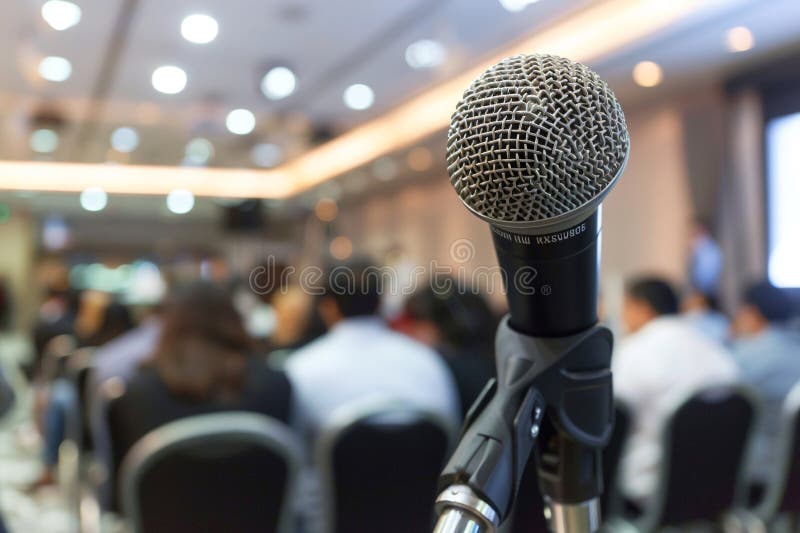 A Detailed View of a Microphone at a Conference on the Economics of ...