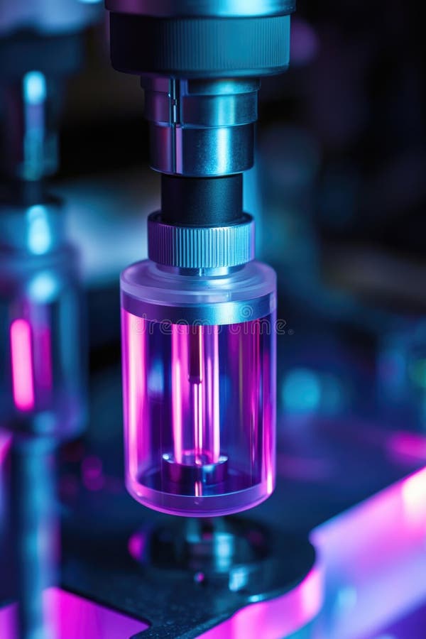 A Detailed View of a Microscope Lens and Surrounding Components on a ...