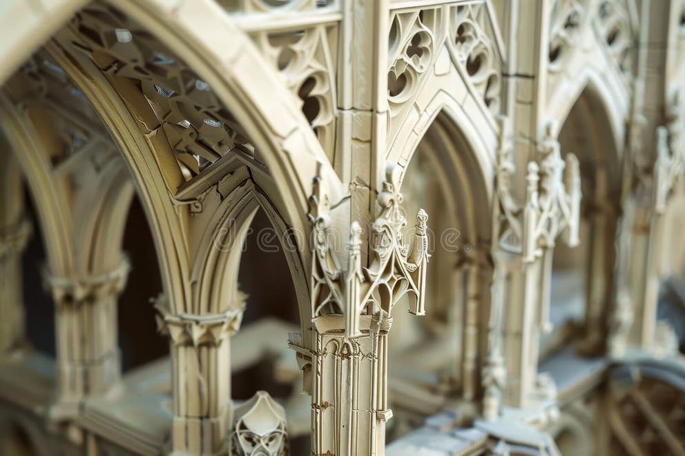 Detailed View of a Miniature Gothic Structure Model, Showcasing ...