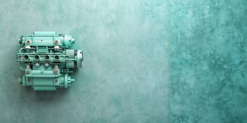 A Detailed View of a Mint Green Engine on a Textured Surface ...