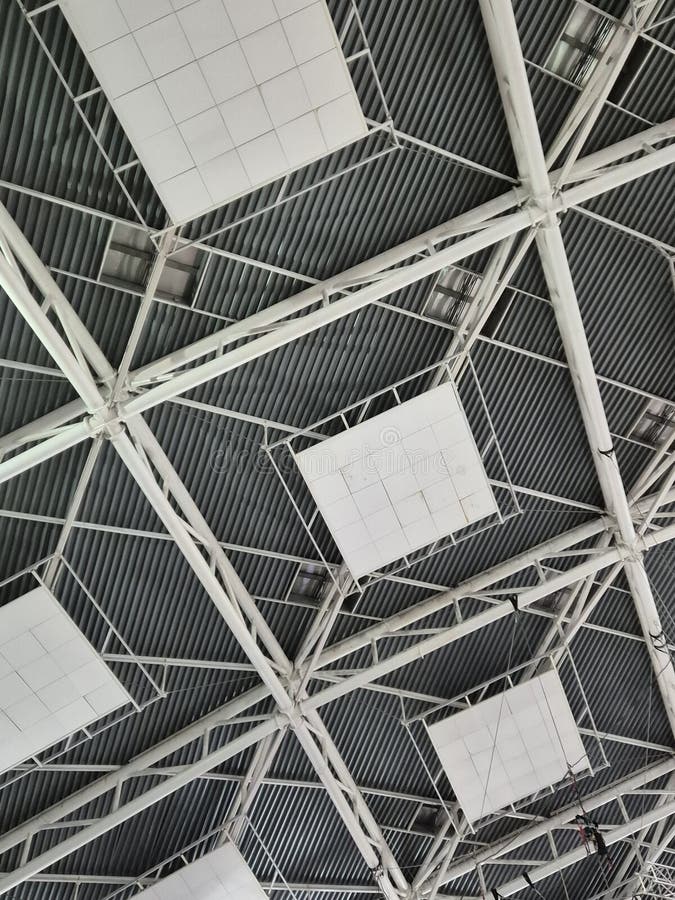 Detailed View of a Modern Architectural Ceiling Featuring Grid Design ...