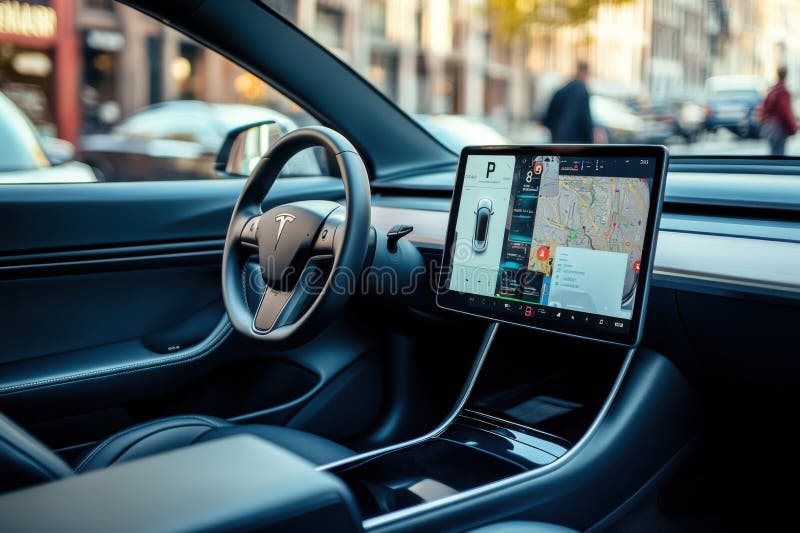 Modern Electric Vehicle Interior Showcasing Advanced Technology and ...