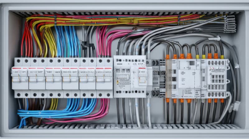 Detailed View of Modern Electrical Panel Showcasing Organized Wiring ...