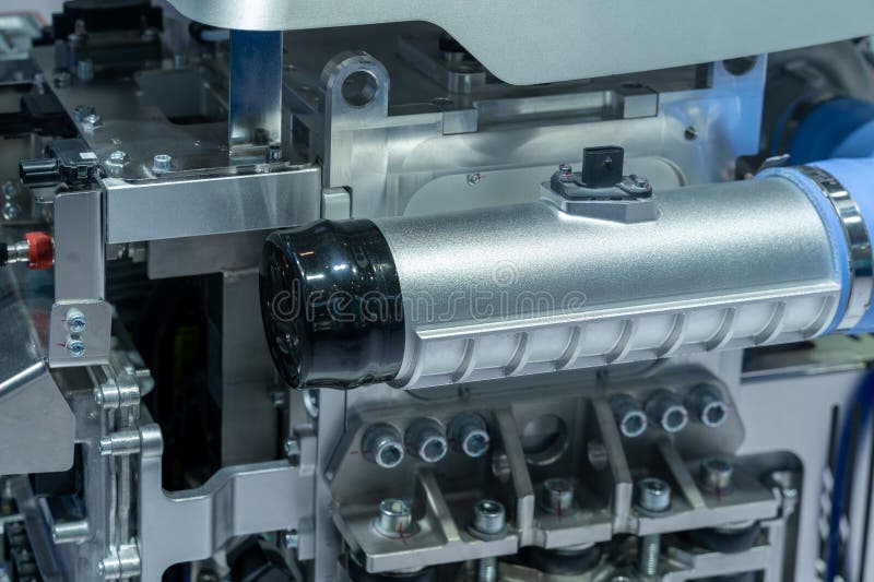 Detailed View of Modern Gasoline Engine Exterior and Structure. Stock ...