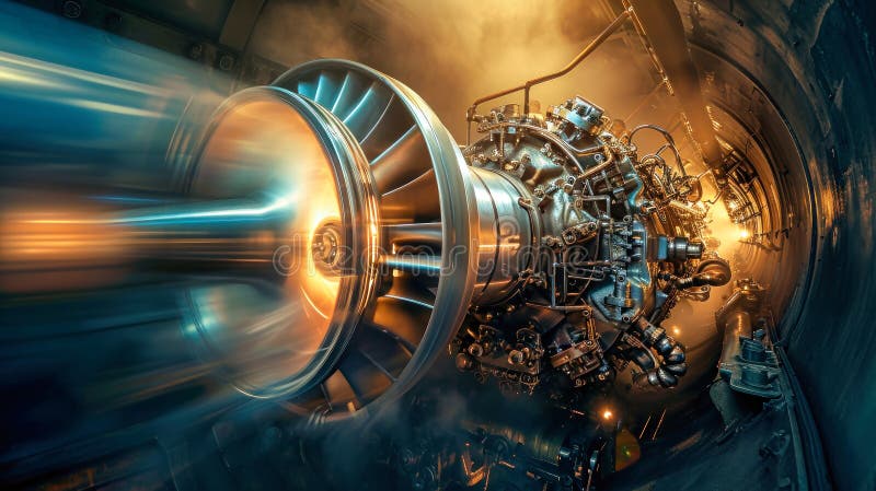 Detailed View of a Modern Jet Engine Installed in an Airplane ...