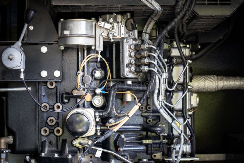 Detailed View of a Modern Pumping Station Engine Highlighting Various ...