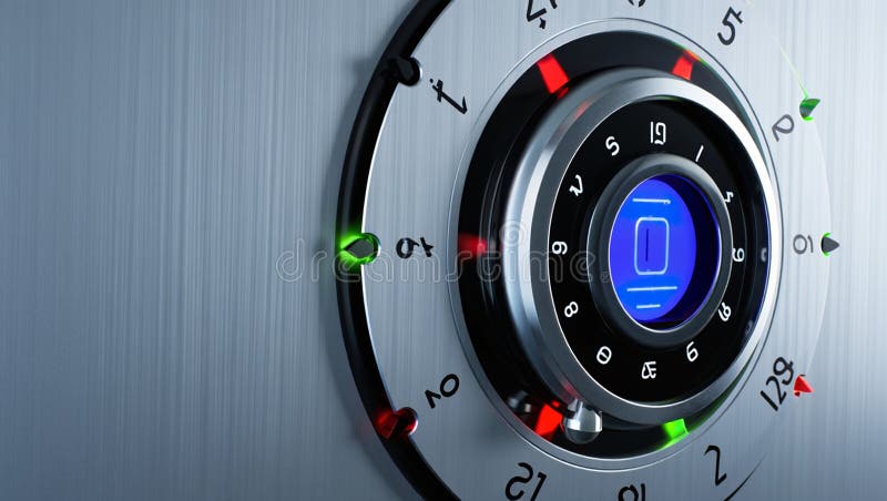 Detailed View of a Modern Safe Dial Lock Mechanism with Numeric ...