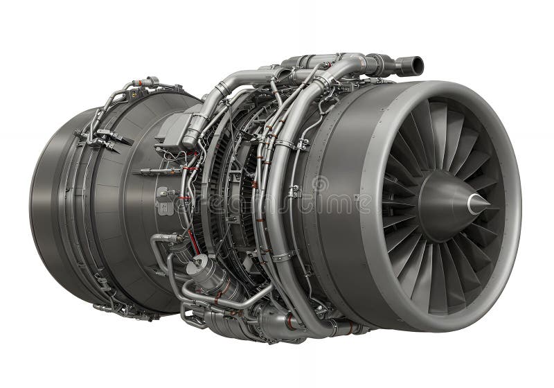 Detailed Turbofan Aircraft Engine Isolated on White Background ...