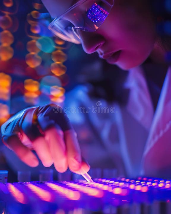 A Detailed View of a Molecular Biologist Manipulating DNA Samples for ...