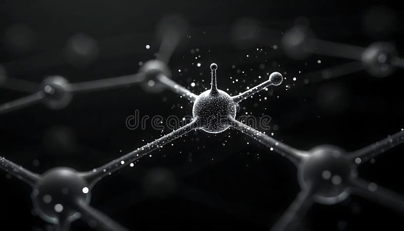 Close Up of a Molecular Structure with Connecting Nodes and Particles ...